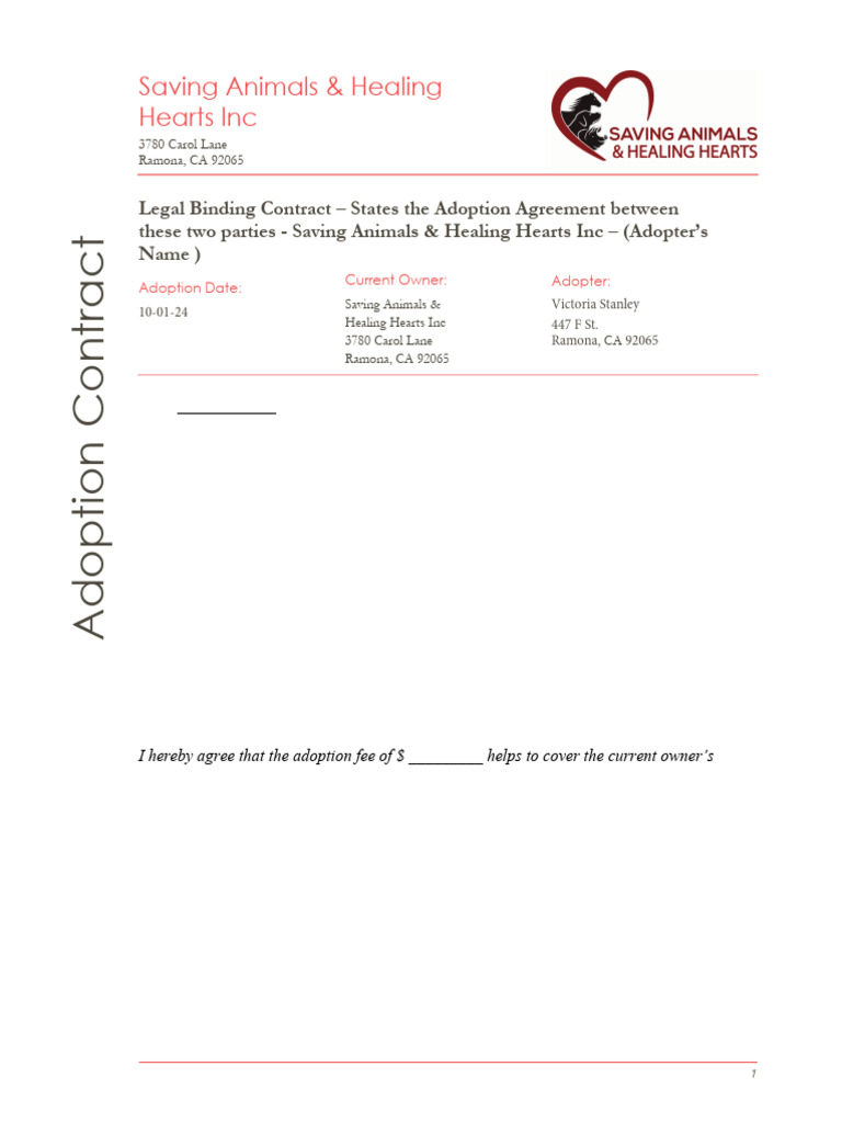 Adoption Contract | PDF | Common Law | Business Law