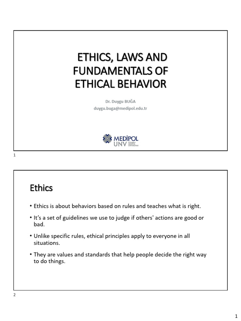 2 - Ethics, Laws and Fundamentals of Ethical Behavior | PDF | Virtue ...