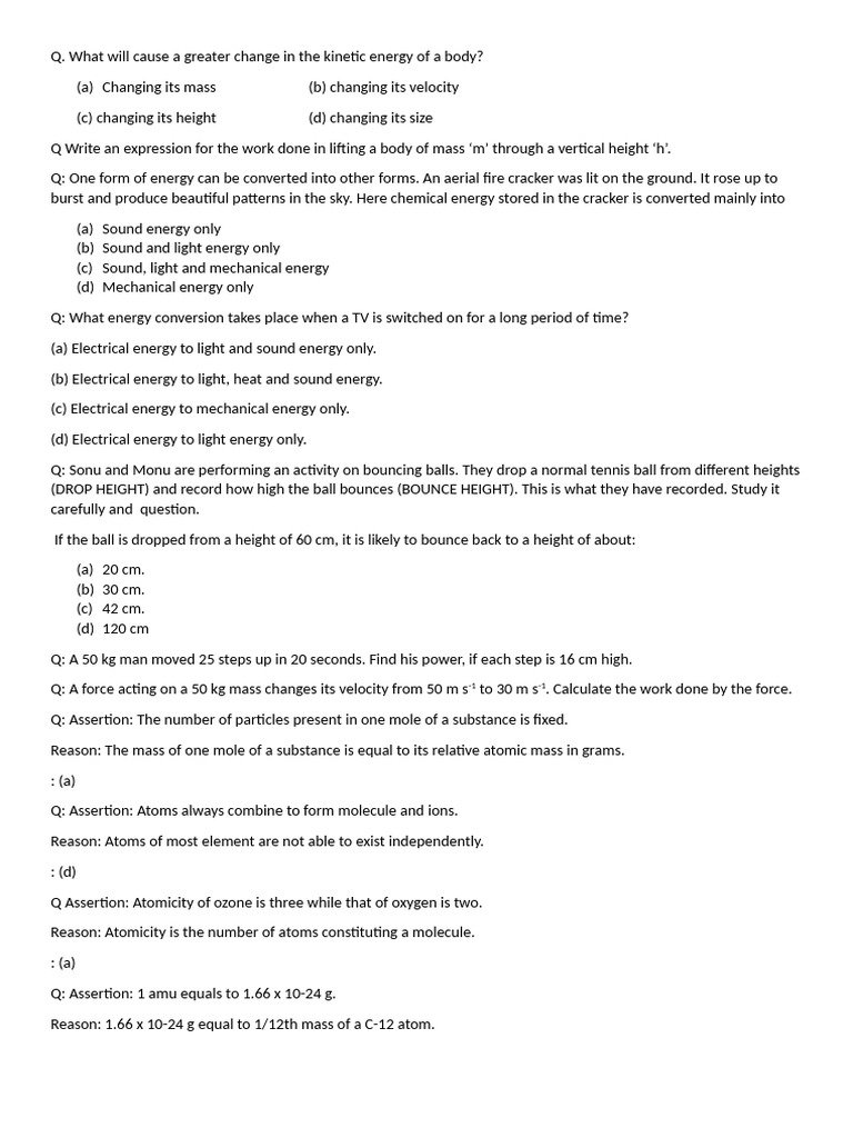 Work Energy Assignment | PDF | Mole (Unit) | Electrocardiography