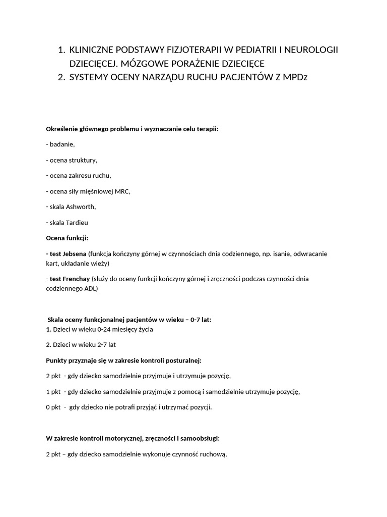 Neurofizjologia Dziecięca Graff 2 | PDF