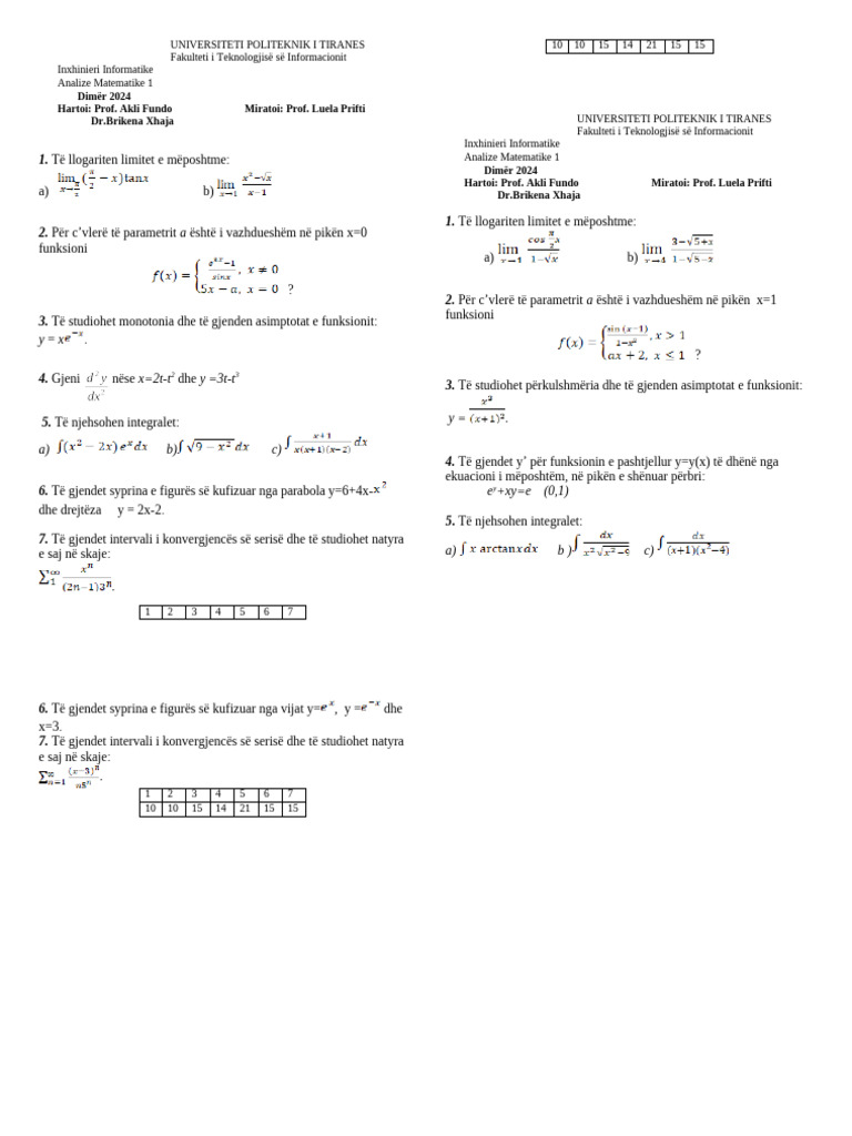 Teza Analize 1 2024 | PDF