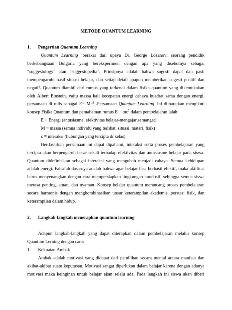 METODE QUANTUM LEARNING LISA | PDF