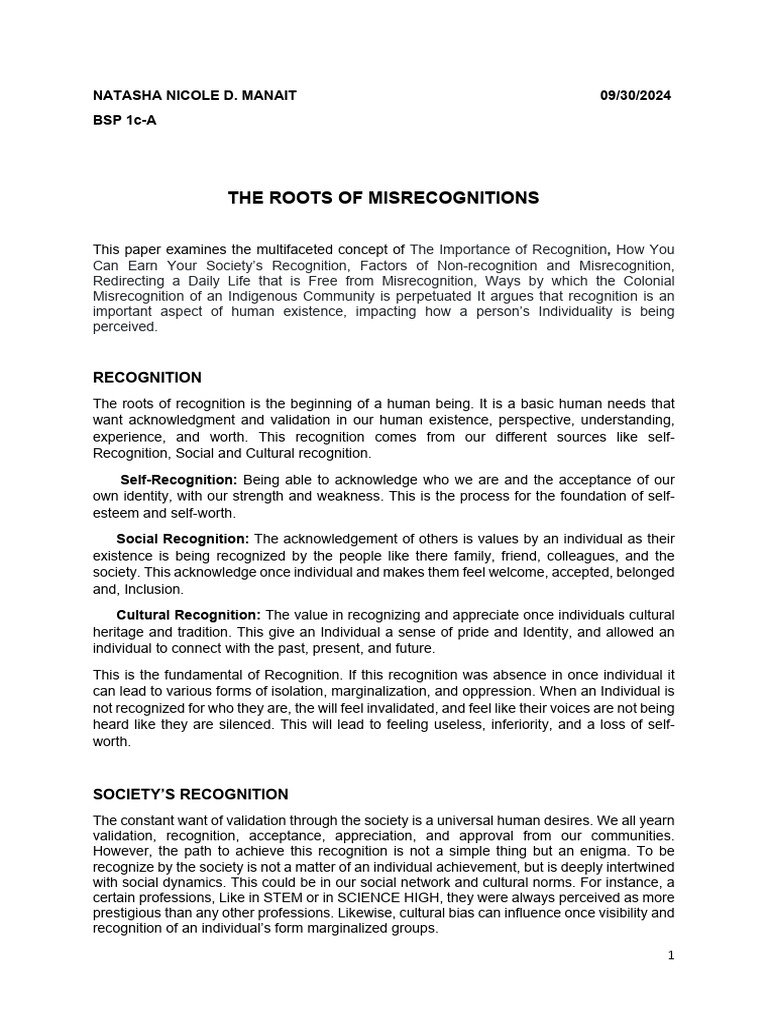 Annotated-Roots of Misrecognition | PDF | Social Exclusion | Identity ...