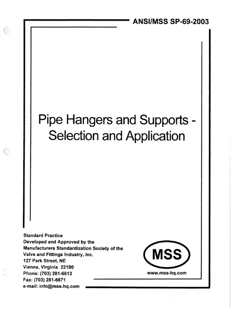 MSS-sp-69-2003 - Pipe Hangers Supports Selection & Application | PDF