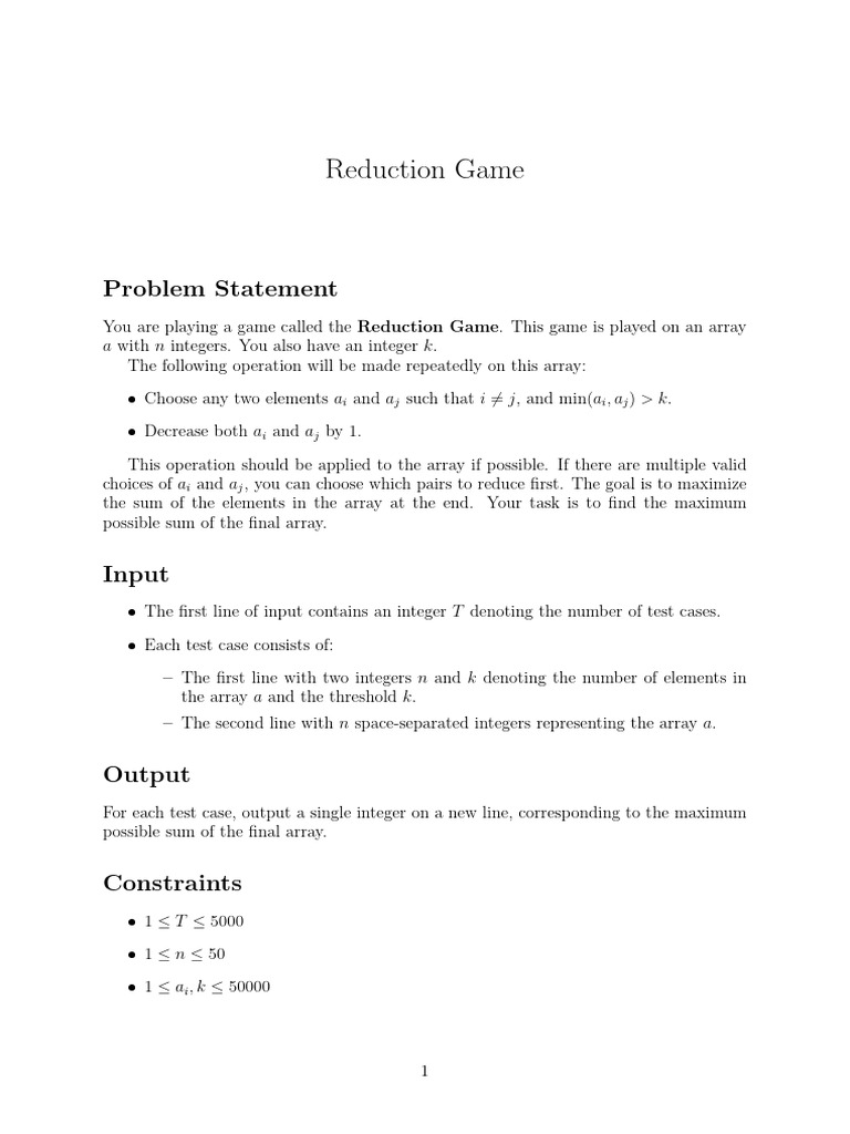 Prob-Reduction Game | PDF