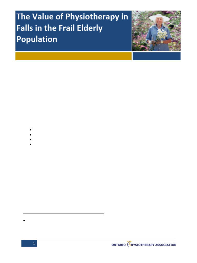 The Value of Physiotherapy in Falls - Ontario Physiotherapy | PDF ...