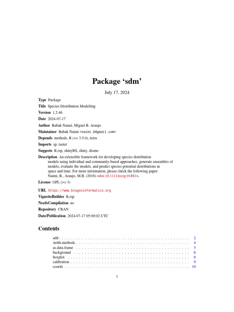 Package SDM': July 17, 2024 | PDF | Parameter (Computer Programming) | Applied Mathematics