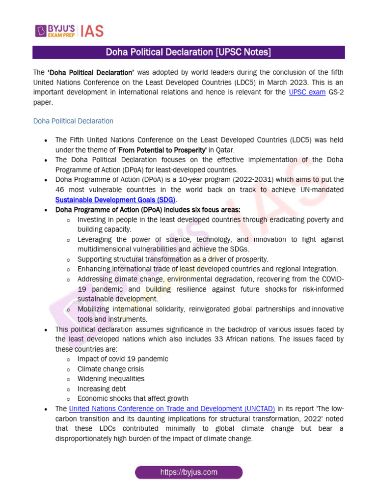 Doha Political Declaration | PDF | Sustainability | Sustainable Development
