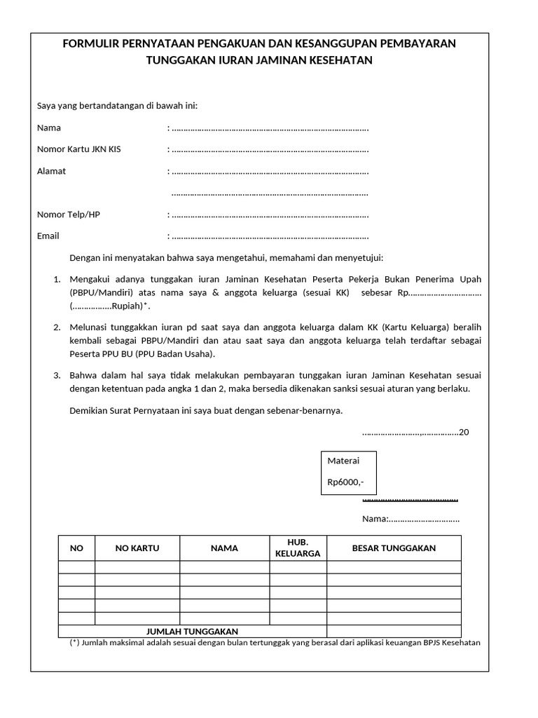 Form Pengakuan Hutang Baru | PDF
