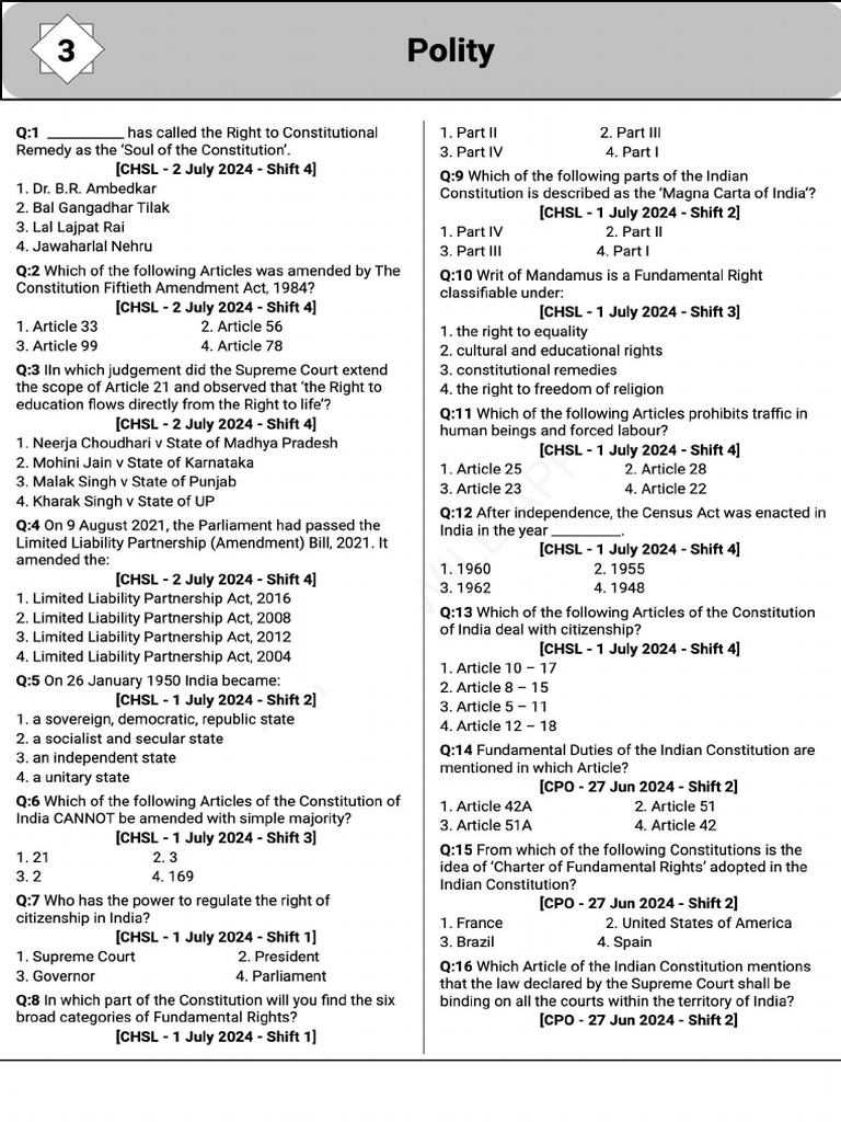 SSC Polity | PDF