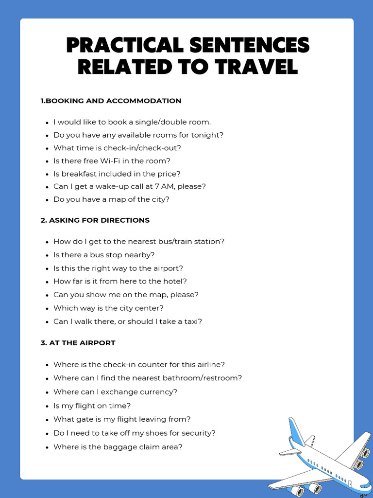Travel Sentences for Class 2 | PDF
