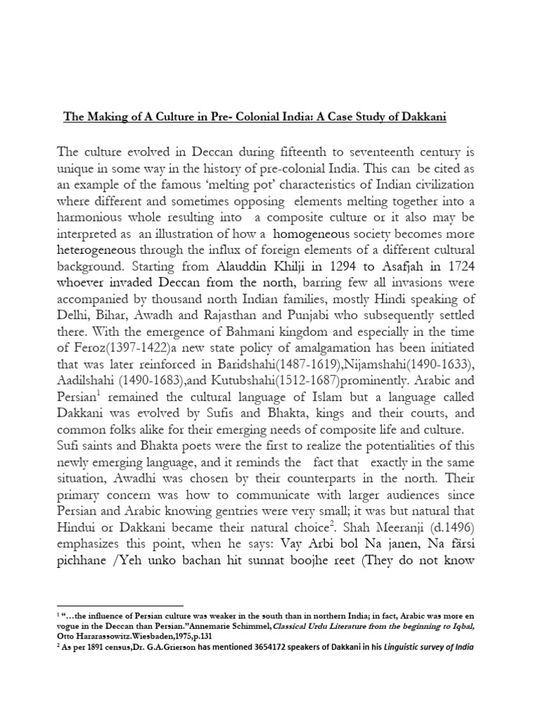 8 Pre Colonial India and Dakkani | PDF | Art | History