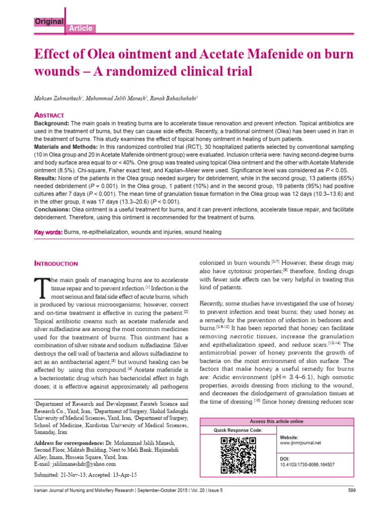 article | PDF | Burn | Randomized Controlled Trial