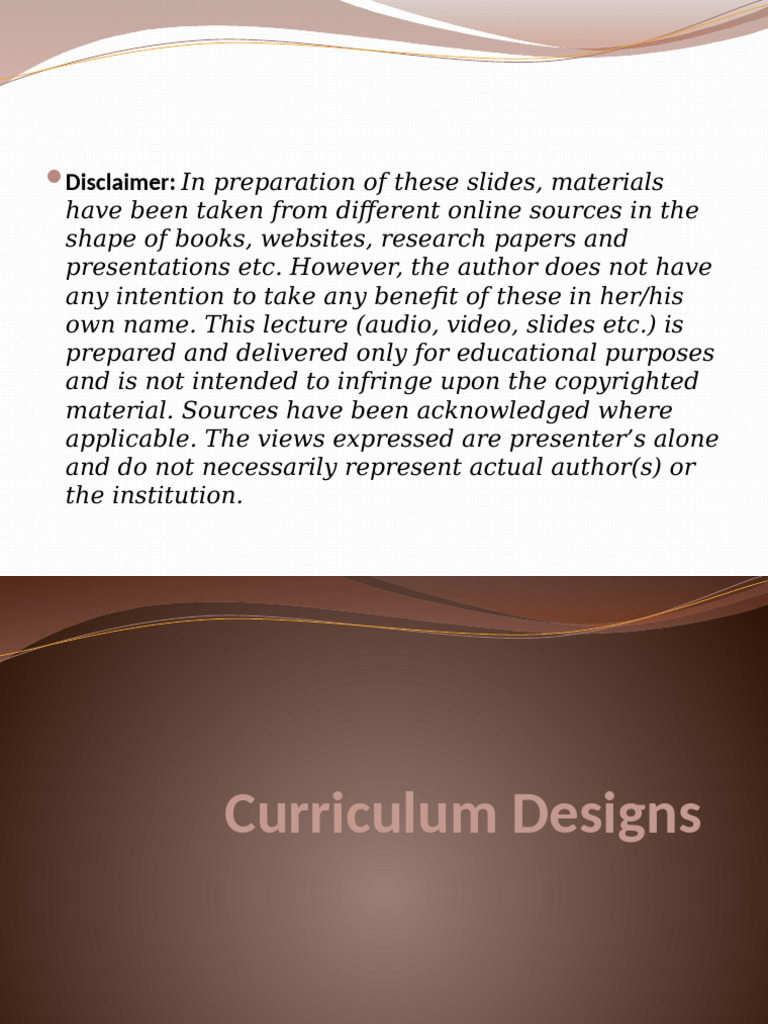 6 Curriculum Designs | PDF | Curriculum | Teachers