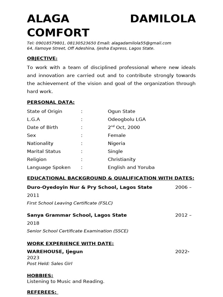 ALAGA DAMILOLA CV - 092323 | PDF