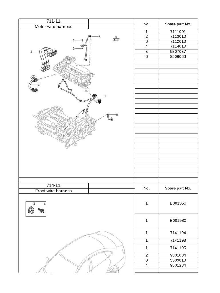 711-11 Motor Wire Harness: No. Spare Part No. 1 7111001 2 7113010 3 ...