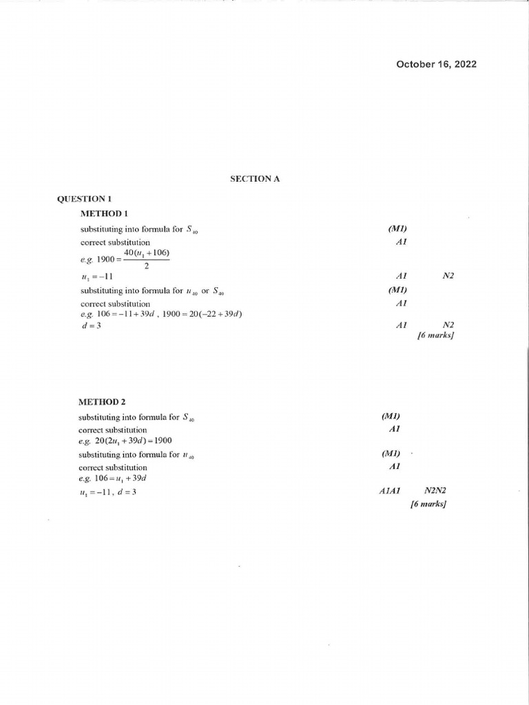 Arithmetic Sequence Practice Question SOLUTION | PDF