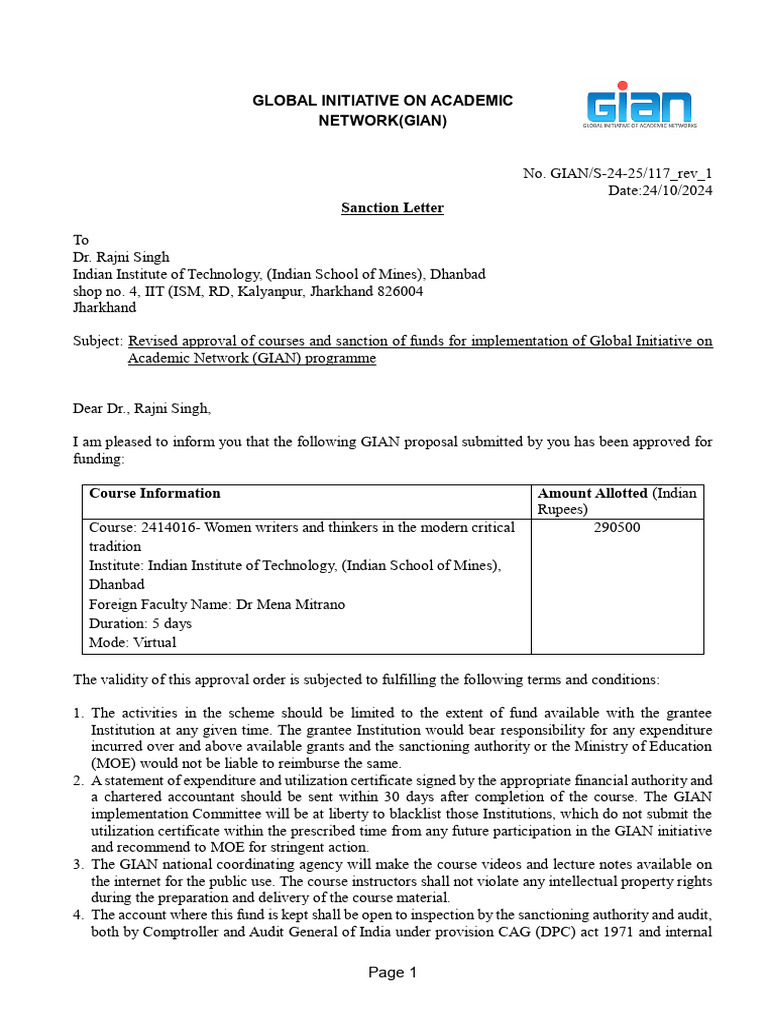 Draft Revised Sanction Letters 08-11-2024 | PDF