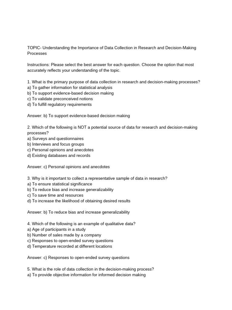 Importance of Data Collection in Research | PDF | Survey Methodology ...
