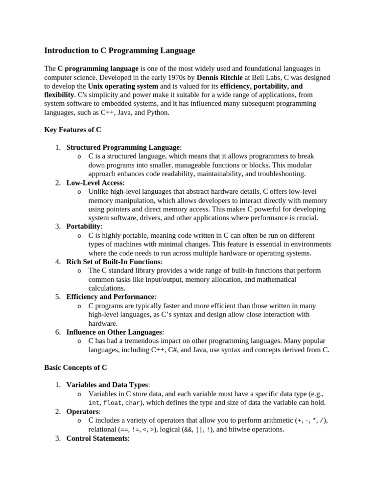 C Introduction | PDF | C (Programming Language) | Pointer (Computer ... C Introduction | PDF | C (Programming Language) | Pointer (Computer ...