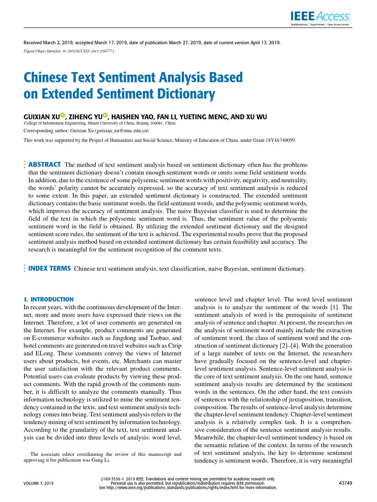 Chinese Text Sentiment Analysis Based On Extended Sentiment Dictionary ...