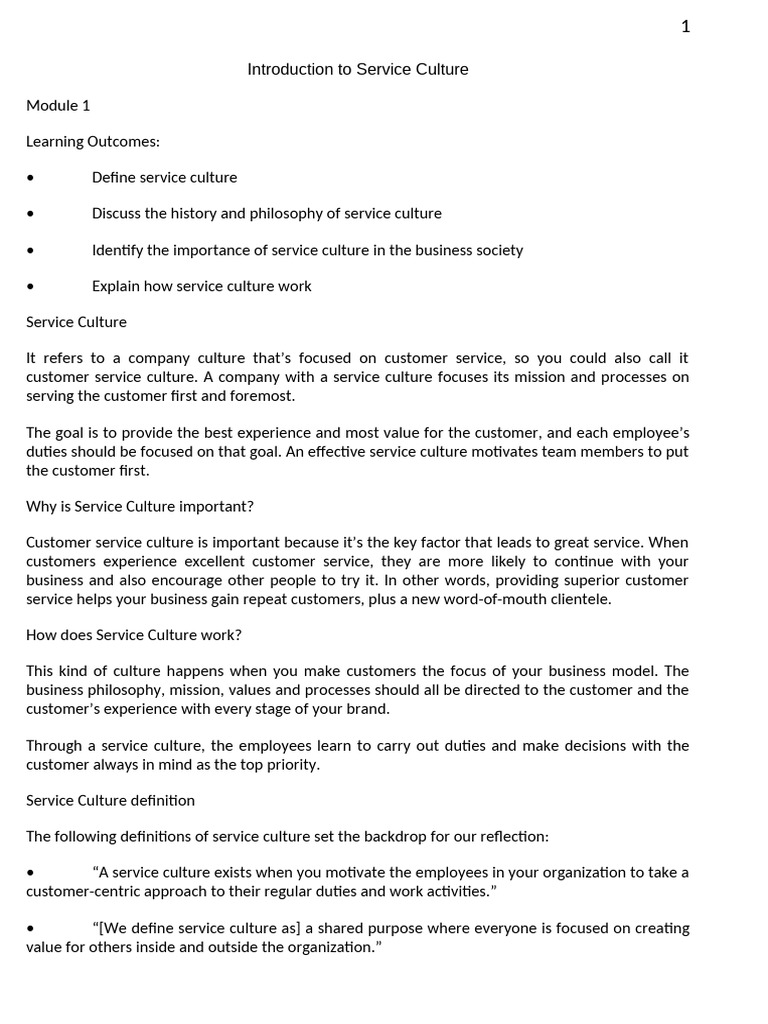 Understanding Service Culture Essentials | PDF | Empathy | Emotional ...