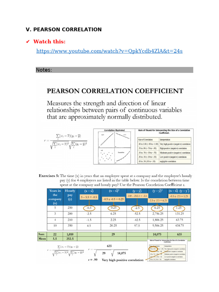 V. Pearson Correlation | PDF