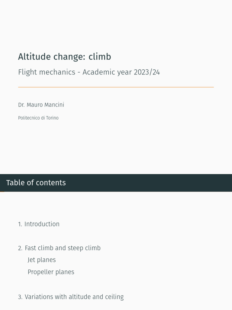 4-Climbing - Flight - Lecture | PDF | Flight | Aircraft