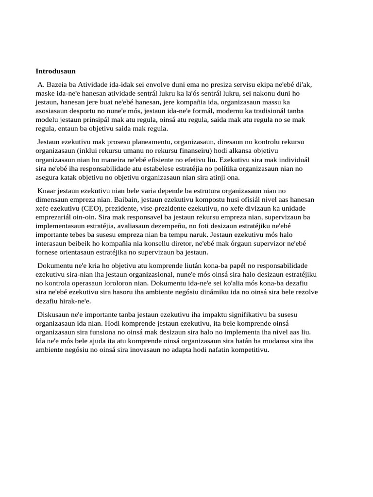 Introdusaun JESTAUN EZEKUTIVU | PDF | Crecimiento personal y ...