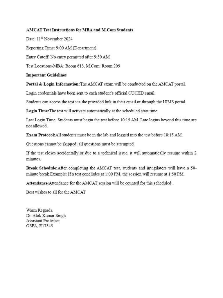 Amcat Test Instructions | PDF
