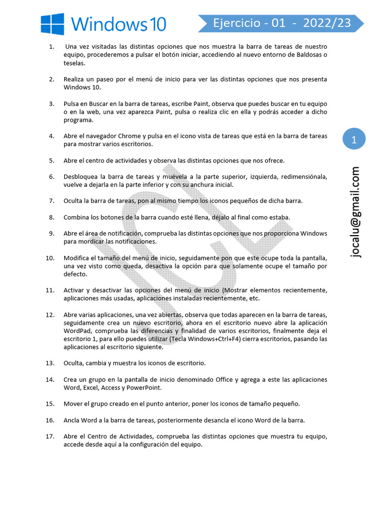 Ejercicio de Windows 10-01 | PDF | Software de Microsoft | Familias de sistemas operativos