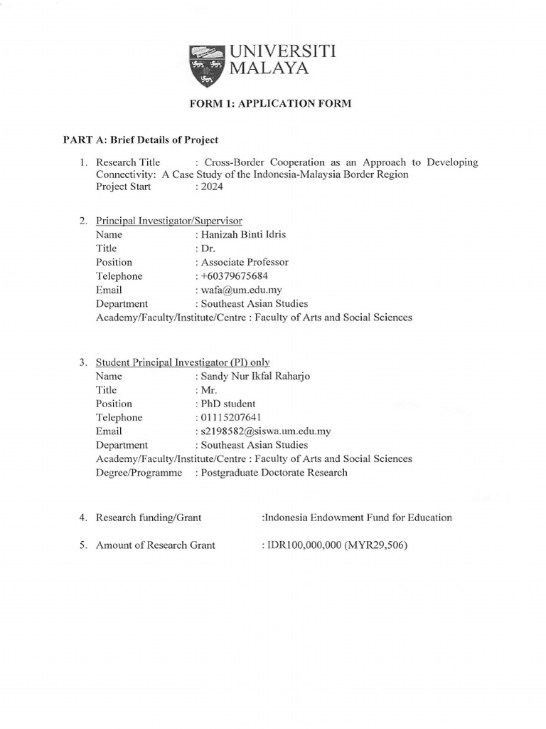 Form 1 - Application Form | PDF