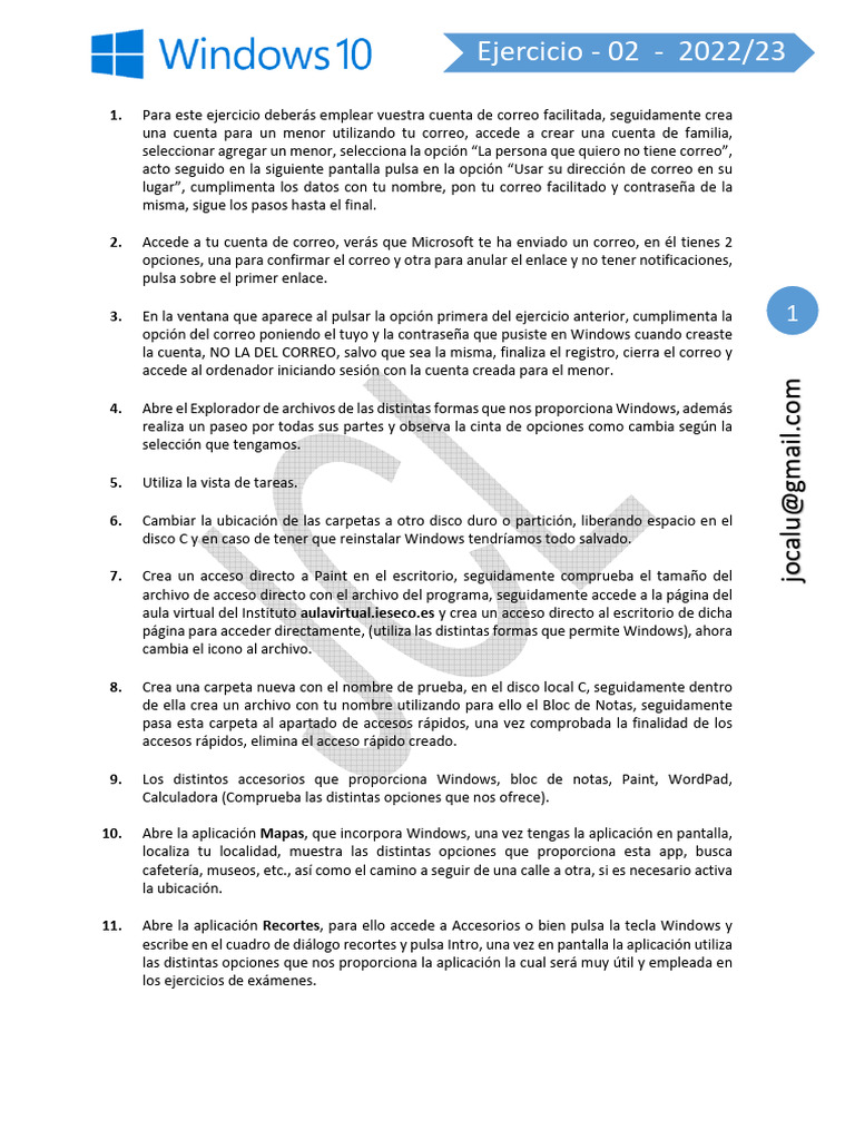 100 Ejercicios Prácticos de Windows 10 | PDF | Archivo de computadora | Microsoft Windows