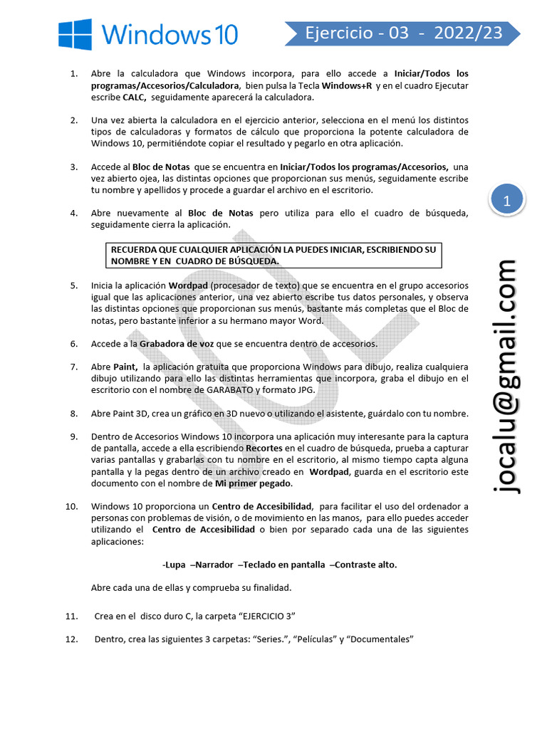 Ejercicio de Windows 10-03 | PDF | Archivo de computadora | Microsoft Windows