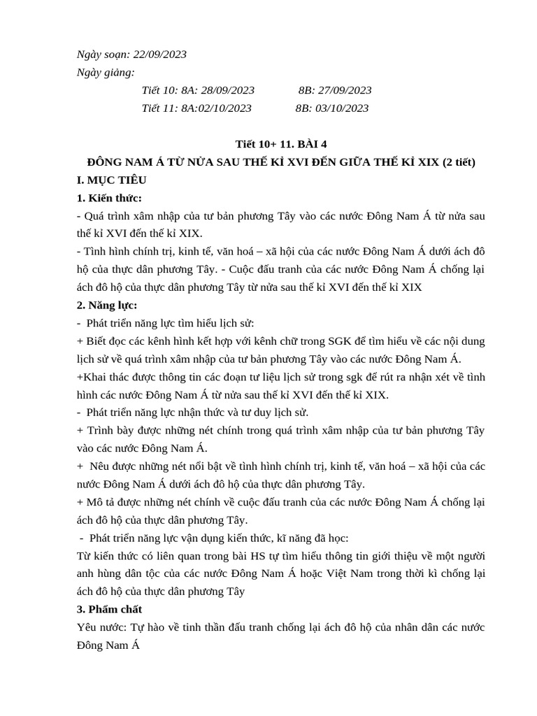 KHDH LS&DL 8 - Tuan 5 (t11) 2 | PDF