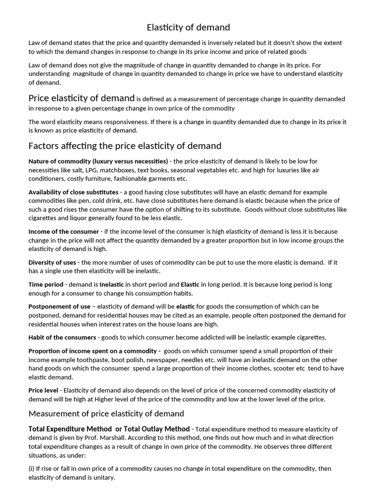 elasticity of demand | PDF | Elasticity (Economics) | Demand