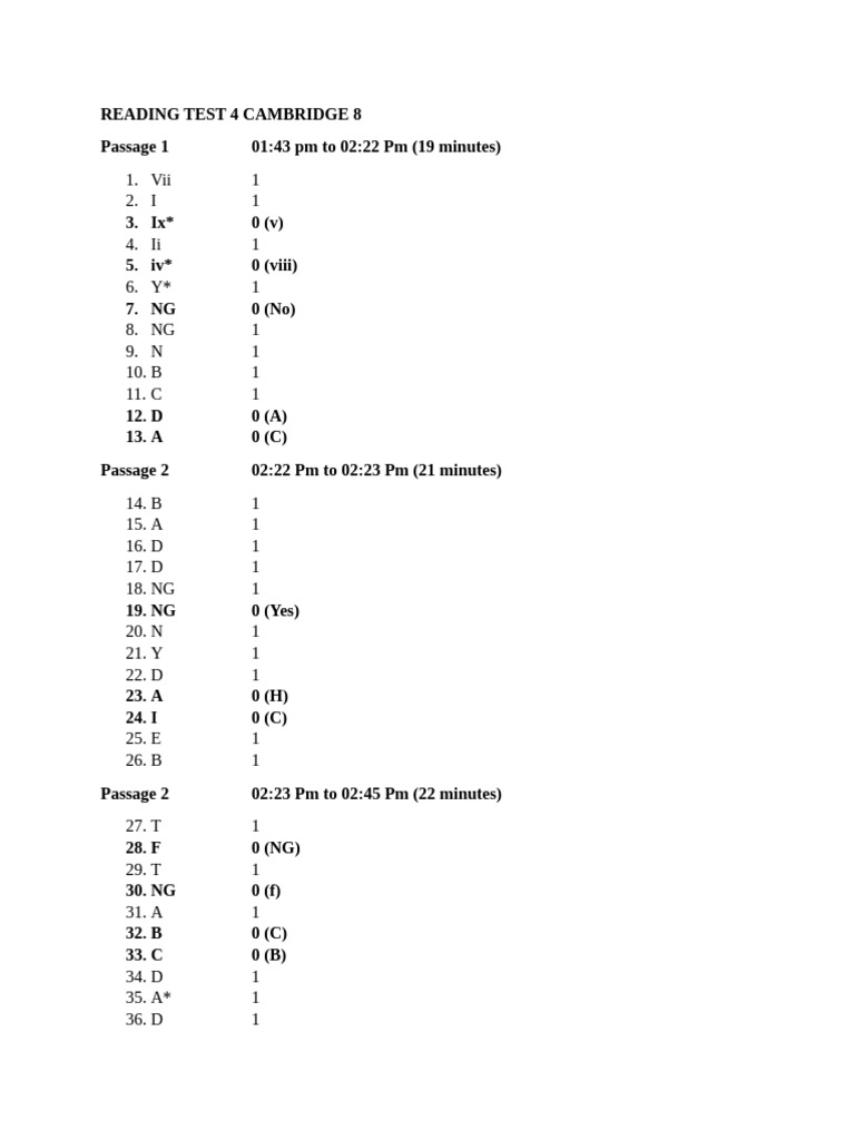 Reading Test 4 Cambridge 8 | PDF | Multiple Choice | Speed Reading