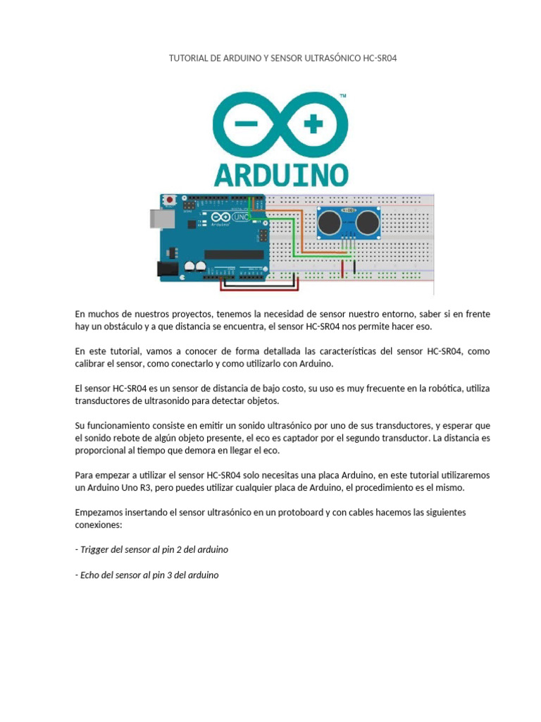 Tutorial de Arduino y Sensor Ultrasónico HC | PDF | Arduino | Sensor