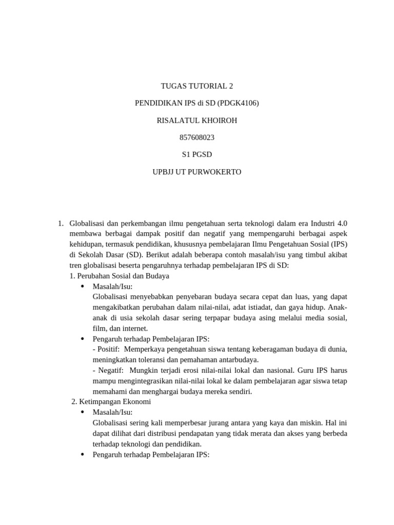 TUGAS 2 PEMBELAJARAN IPS Di SD | PDF