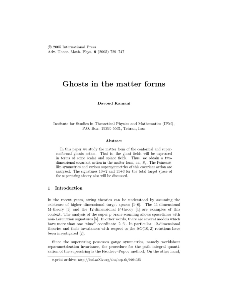 Davoud Kamani - Ghosts in The Matter Forms | PDF | Vector Space ...