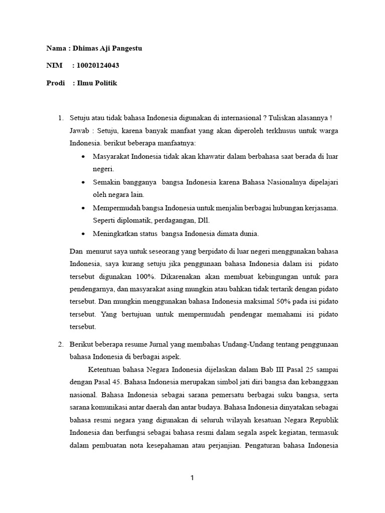 Dhimas Aji - Bahasa Indonesia - Tugas Resume Dan Studi Kasus | PDF | Kajian Bahasa Asing