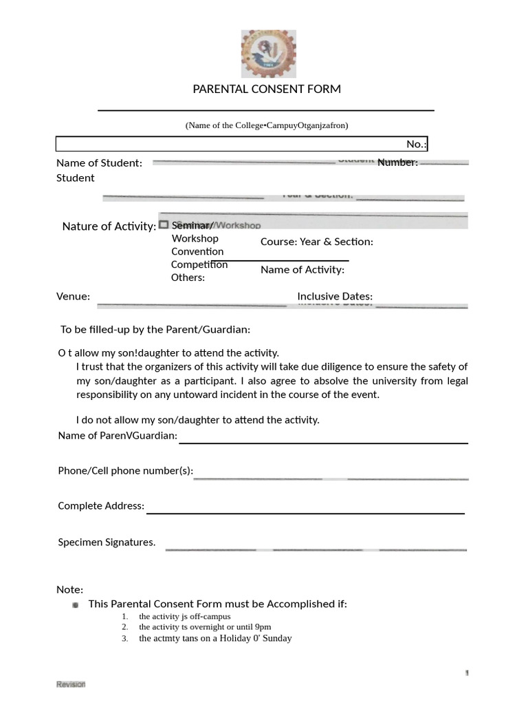 Camp Out PARENTAL CONSENT | PDF