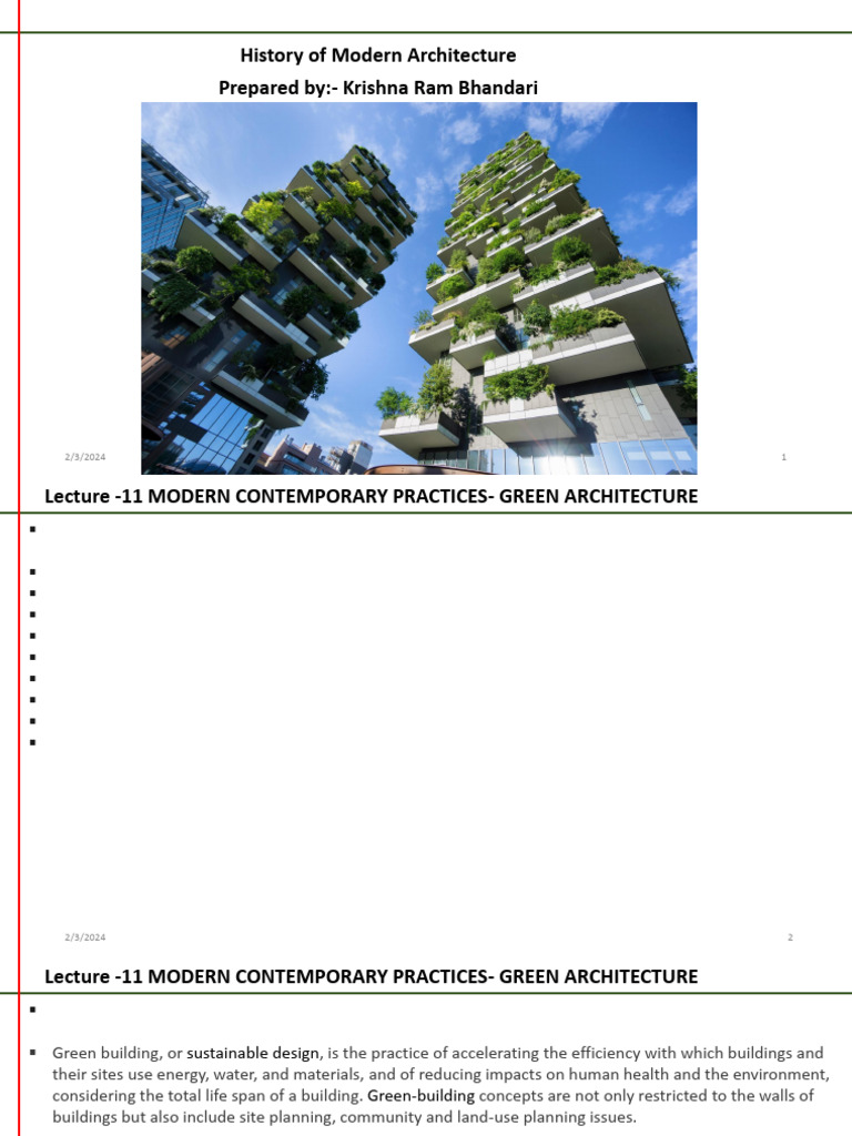 Lecture-11 Contemporary Architectural Practices | PDF | Sustainable ...