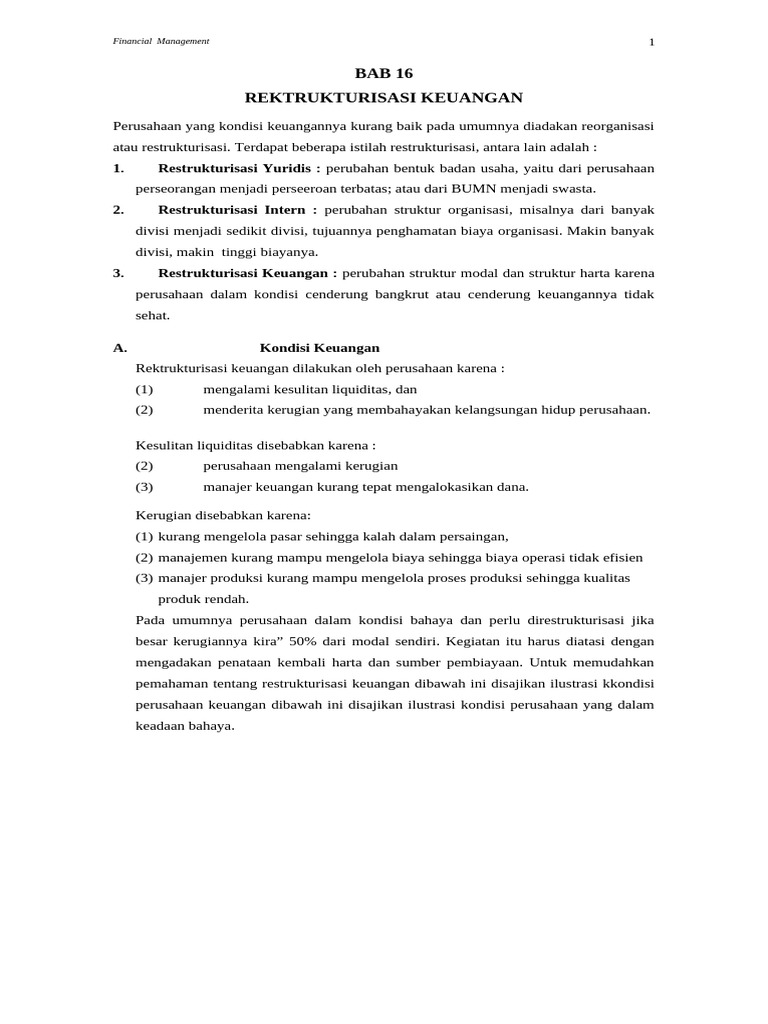MK Bab 15 Restrukturisasi | PDF
