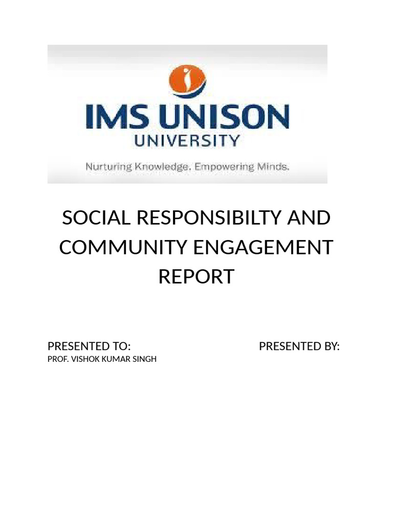 Social Responsibilty and Community Engagement Report | PDF | Social ...