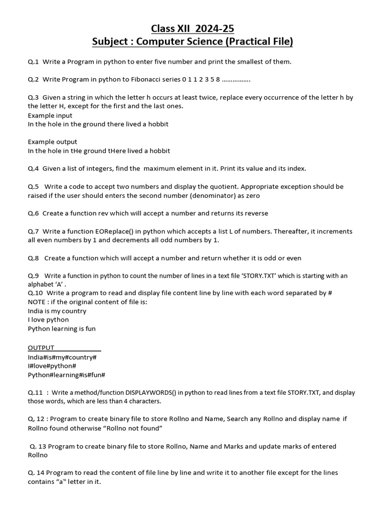 Practical File Class 12 Cssession 2024-25 | PDF | Computer Data | Data Management
