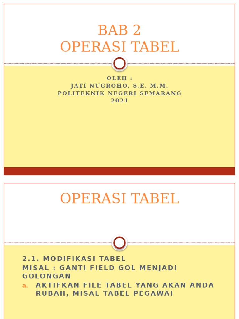 BAB 2 Operasi Tabel | PDF