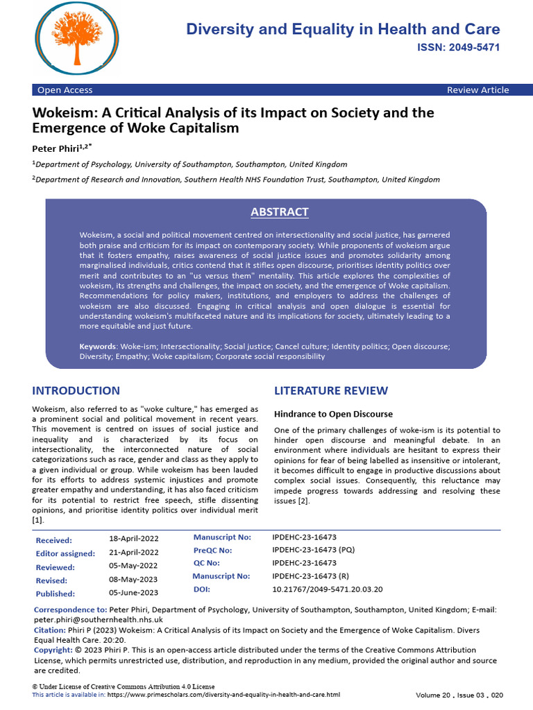 Wokeism A Critical Analysis of Its Impact On Society and The Emergence ...