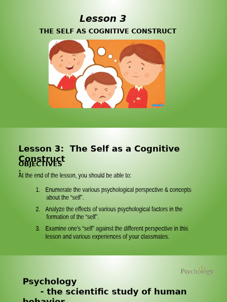 Chapter 1 Lesson 3 The Self As A Cognitive Construct | PDF | Id | Self Esteem