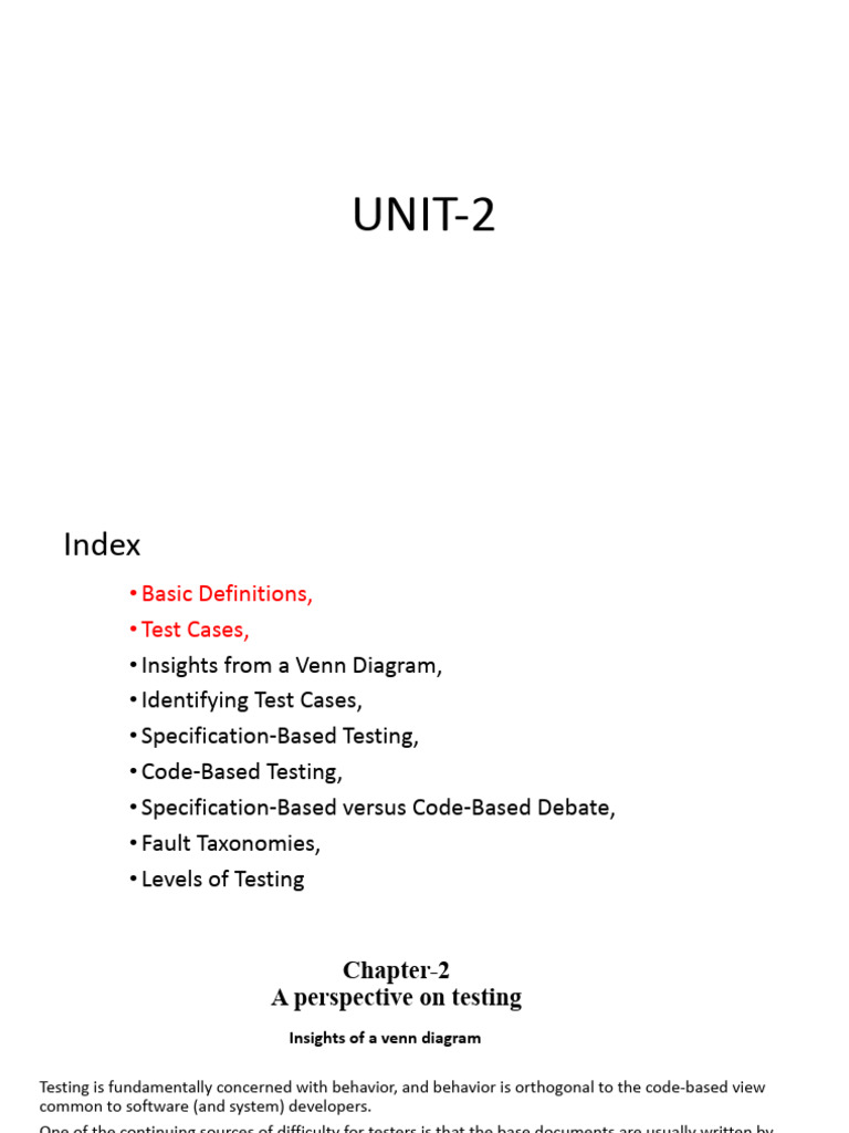 Unit 2 - Part A - A Perspective On Testing | PDF | Specification ...